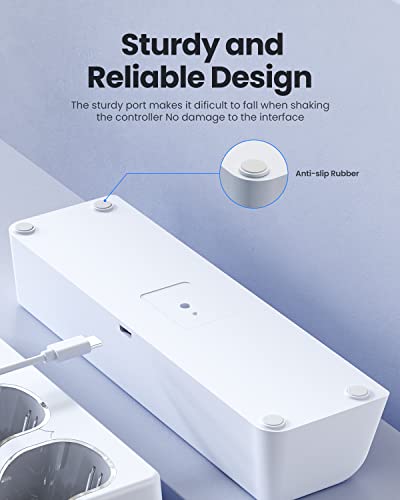 4-in-1 Wii Remote Charger, VOYEE Fast Charging Station with 4 Pack 2800mAh Wii Rechargeable Battery Pack and Type-C USB Cable, Wii Charger Compatible with Nintendo Wii/Wii U Controller White