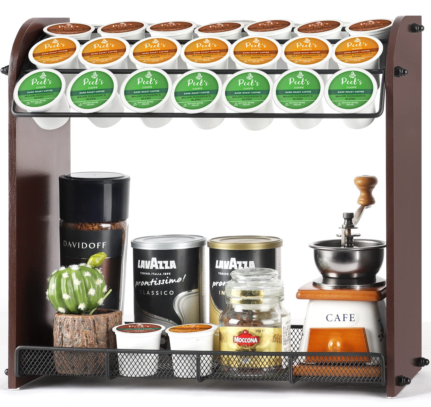 VINAEMO K Cup Holder Large Capacity Coffee Pod Holder Coffee Bar Accessories and Cup Storage Organizer Save Space for Home Office Kitchen Counter Organizer(Espresso Brown)
