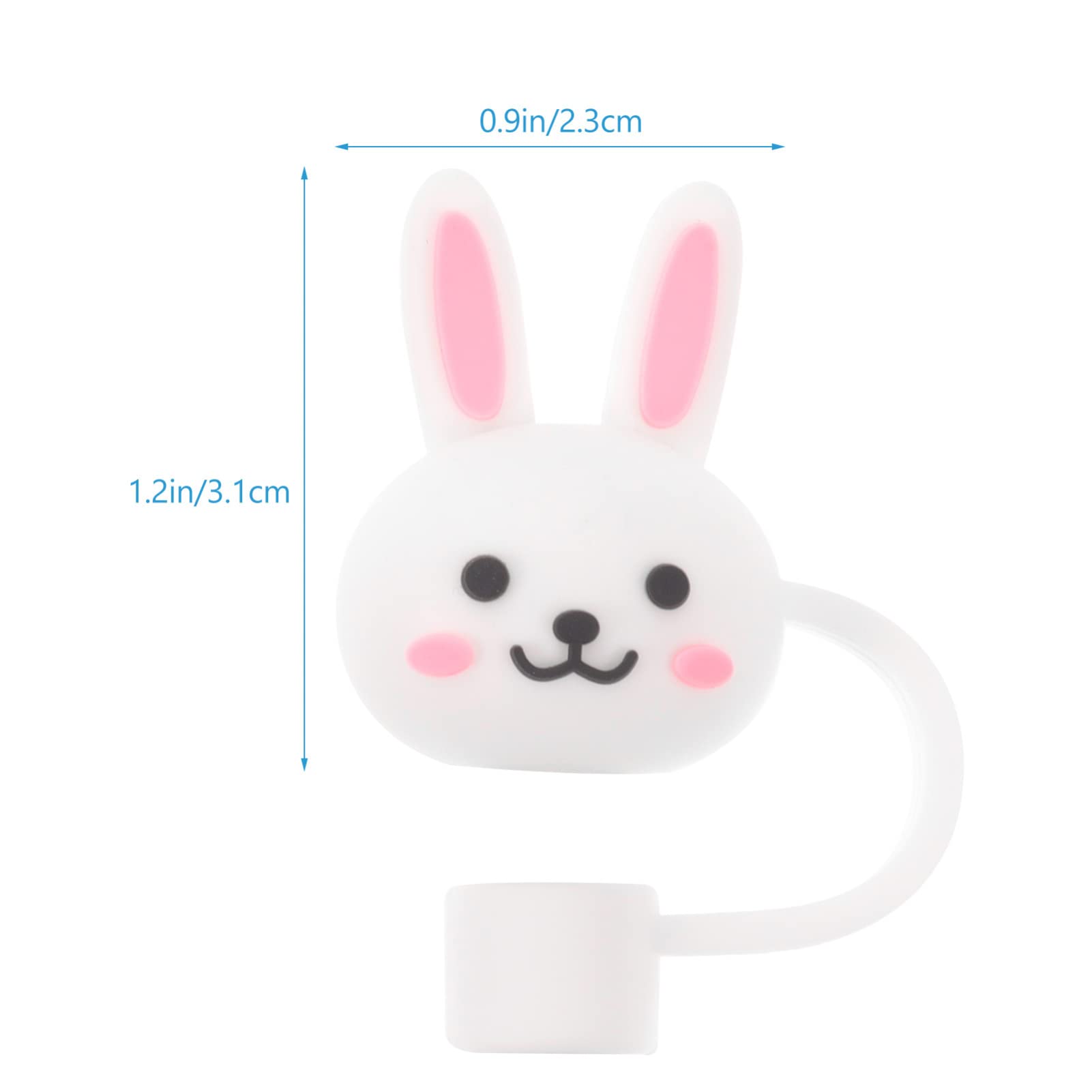 Abaodam 10Pcs Silicone Rabbit Straw Cap Covers Bunny Straw Topper Reusable Cute Straws Plugs Cartoon Drinking Straw Tips Lids