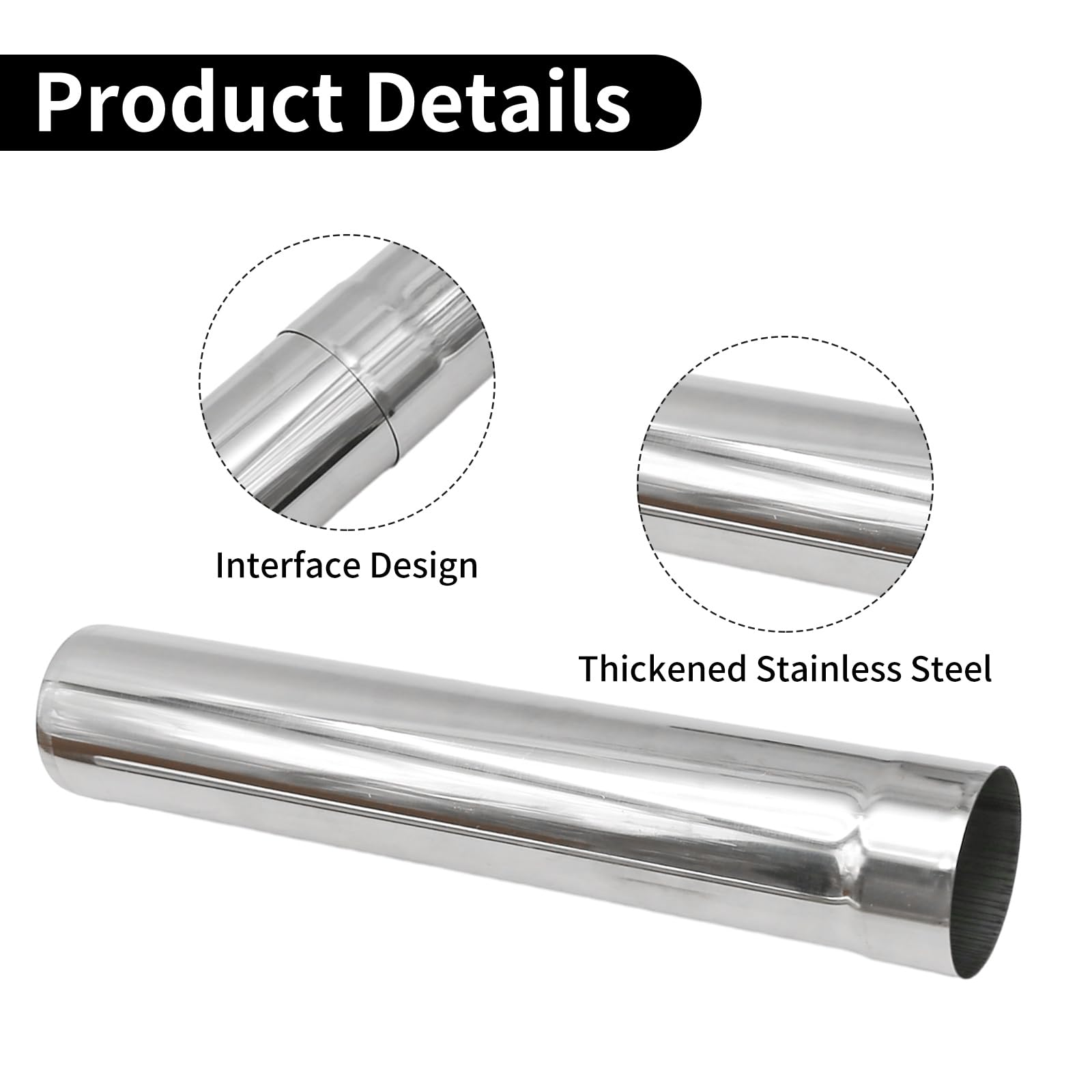 Hoypeyfiy 2.36'' Stove Pipe, 2PCS Lengthen Straight Chimney, Stainless Steel Flue for Stove Exhaust