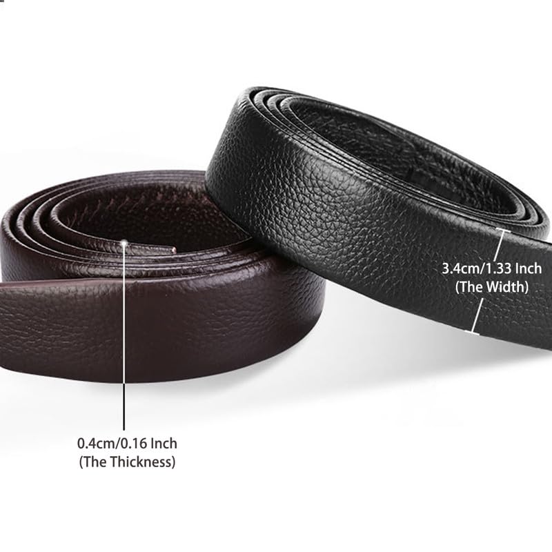 5MLGgoods Belt Men, Black Ratchet Leather Belt For Men, 11/8" Genuine Leather, With Easier Slide Buckle (Cross, Black, L:125cm)