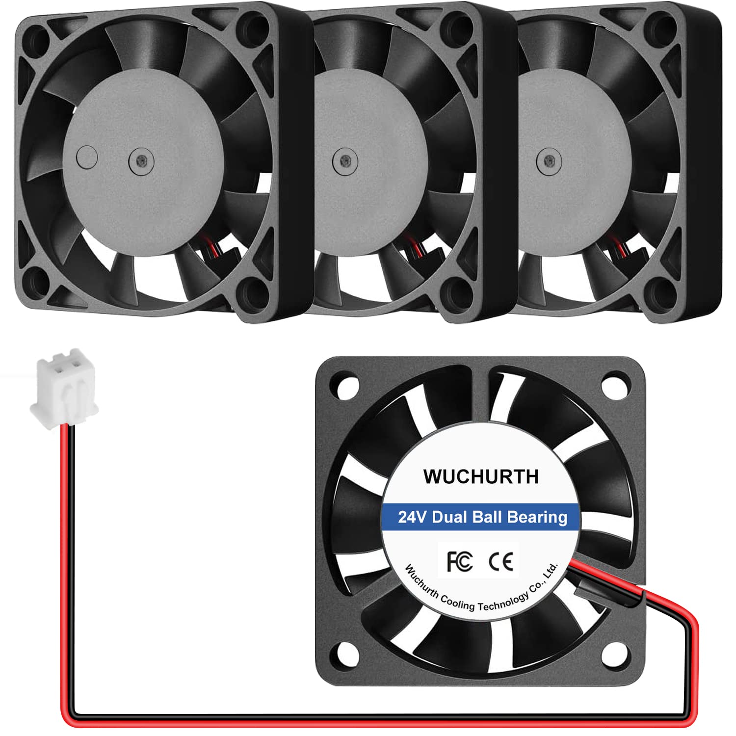 4 Pack 4010 Fans 24V, Dual Ball Bearing Low Noise Strong Air Flow Brushless Cooling Fans 40mm x 40mm x 10mm with 2Pin Connector for 3D Printer and Other Electronic Devices Replacement