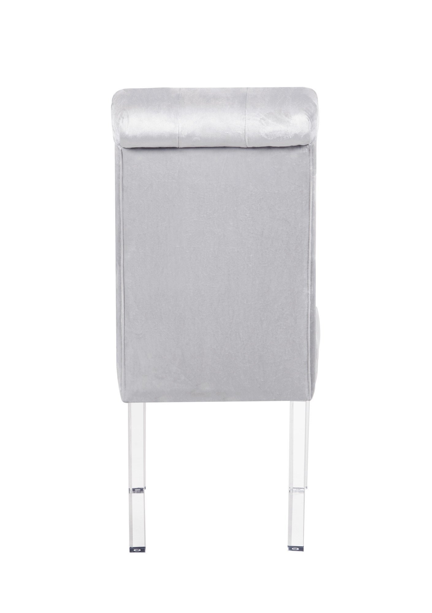 Iconic Home Sharon Dining Side Chair Button Tufted Velvet Upholstered Acrylic Legs (Set of 2) Modern Contemporary, Silver