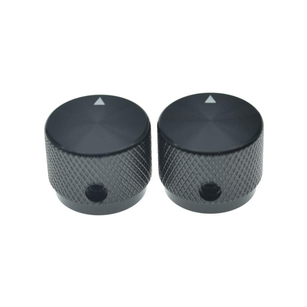 4-Pack 20mm Diam. Set Screw Style Aluminium Potentiometer Knobs 1/4" Universal Pot Control Knobs with Indicator for Guitar/Bass/AMP Amplifier Black with Indicator Triangle