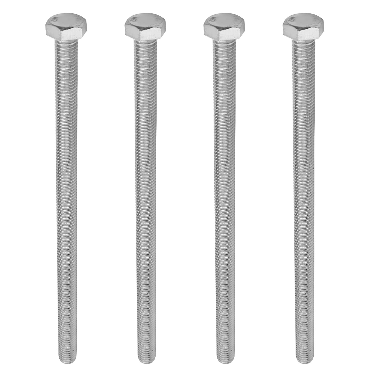 MroMax 4Pcs M8 x 150mm Hex Head Screws Bolts, 304 Stainless Steel 18-8, Fully Threaded, External Hex Drive, for Mounting Chair, Handles, Rail, Pump, Wheels, Antenna Parts, Boat and Plastic Bumpers