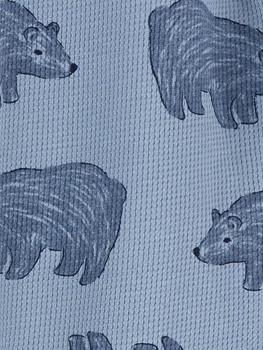 Simple Joys by Carter's Baby Boys' 2-Way Zip Thermal Footed Sleep and Play, Pack of 2, Dusty Blue Bear/Ivory Dinosaur, 3-6 Months