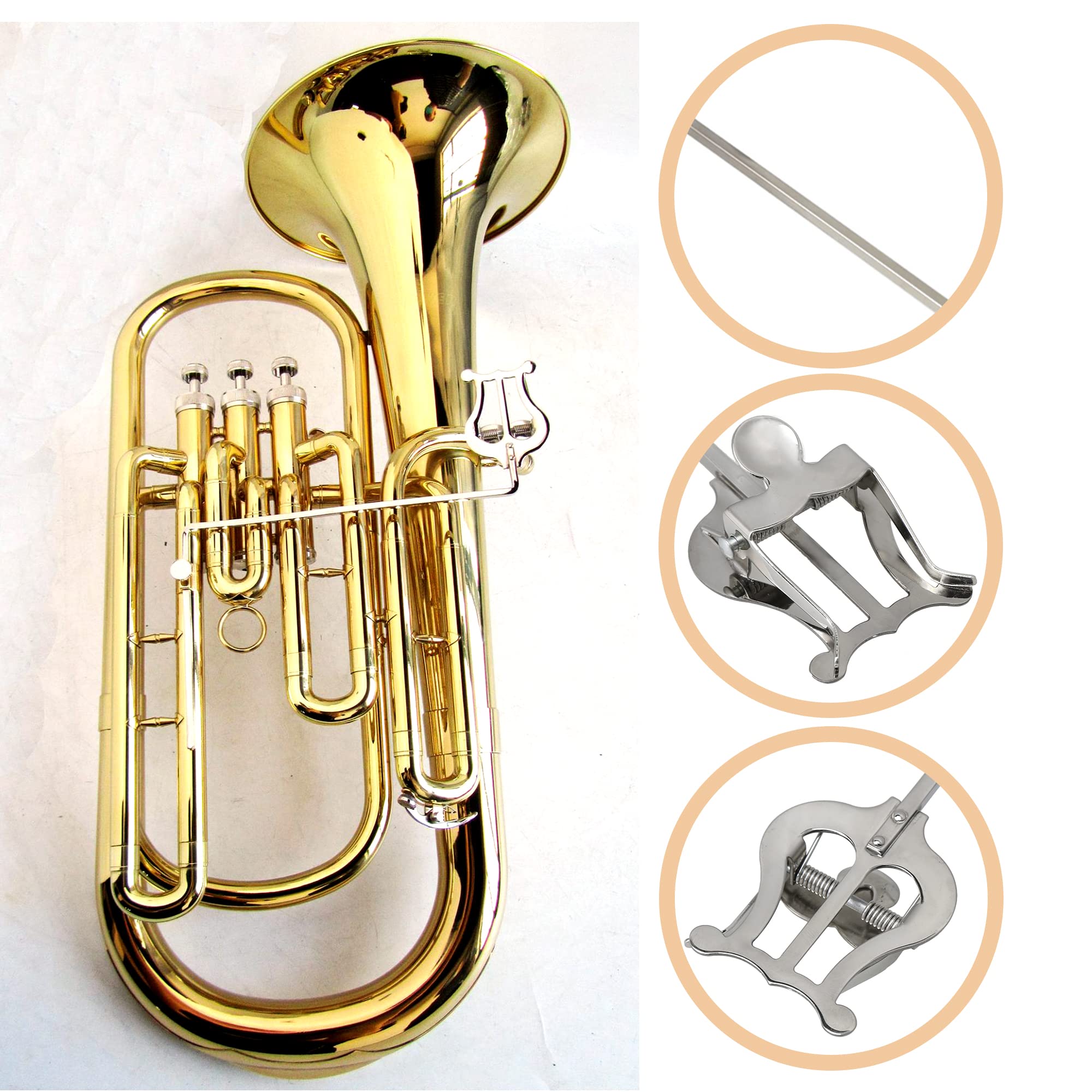 Bstinay 3/4 Vertical Keys Euphonium Marching Clamp-On Silver Music Sheet Clip Music Sheet Clip Replacement for Bass Saxophone