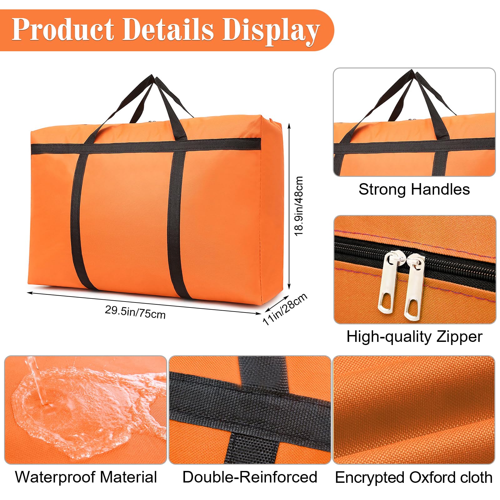 4X Heavy Duty 100L Extra Large Moving Bags with Carrying Handles & Zippers, Easy Storage Tote for Home Essentials, Space Saving, Clothes, Moving, College Dorm, Traveling, Camping (Mixed Color 4 Bags)