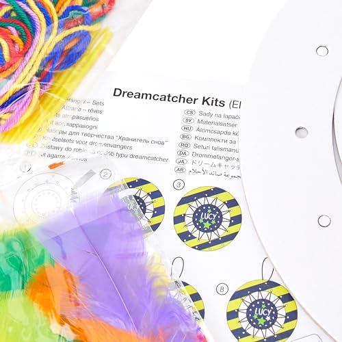 Baker Ross - EK3053 Dream Catcher Kit, Dreamcatchers for Kids to Make, Personalise and Display for Arts and Crafts Activities (Pack of 6), 23cm, Assorted 6 Pack