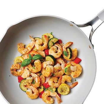 5-Quart All-In-One Ceramic Non-Stick Pan 5-Quart All-in-One Plus Pan is a versatile 5-piece set designed to do multiple things in the kitchen