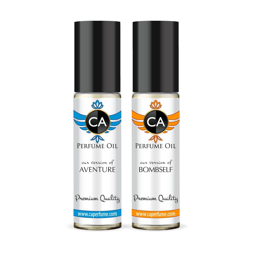 CA Perfume Double Set Impression of Aventura Bombself For Men Women Replica Fragrance Body Oil Dupes Alcohol-Free Essential Aromatherapy Sample Travel Size Long Lasting Attar Roll-On 0.3 Fl Oz X 2
