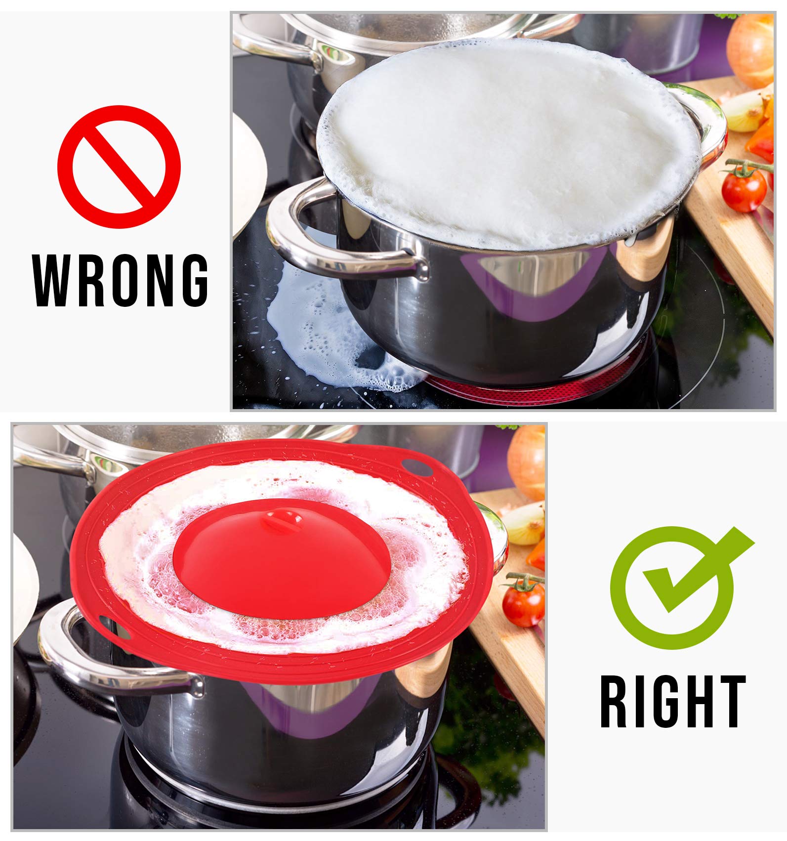 Boil Over Spill Stopper - Over Spill - Spill Stopper Lid Cover - Boil Over Disk - Spill Stopper Lid Cover Silicone Boil Over Safeguard Pot - No Spill Lids - Milk Spill Stopper - Pot Boiling Over