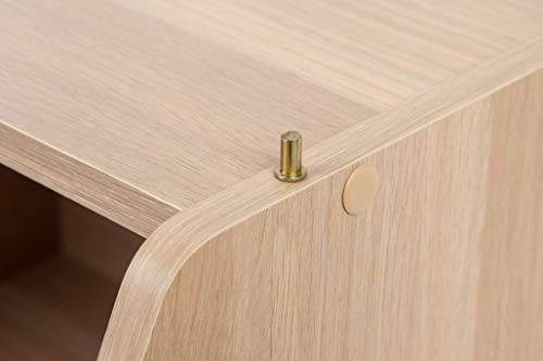 IRIS USA Narrow Modular Wood Stackable Storage Box with Sliding Door, for Office Closet and Nightstand, Easy Assembly, Space Saving, Stacking Storage Box, Light Brown