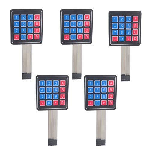 4x4 16 Keys Matrix Array Membrane Keypad Switch 8pin Keyboard Module for Arduino Microcontroller (Pack of 5)