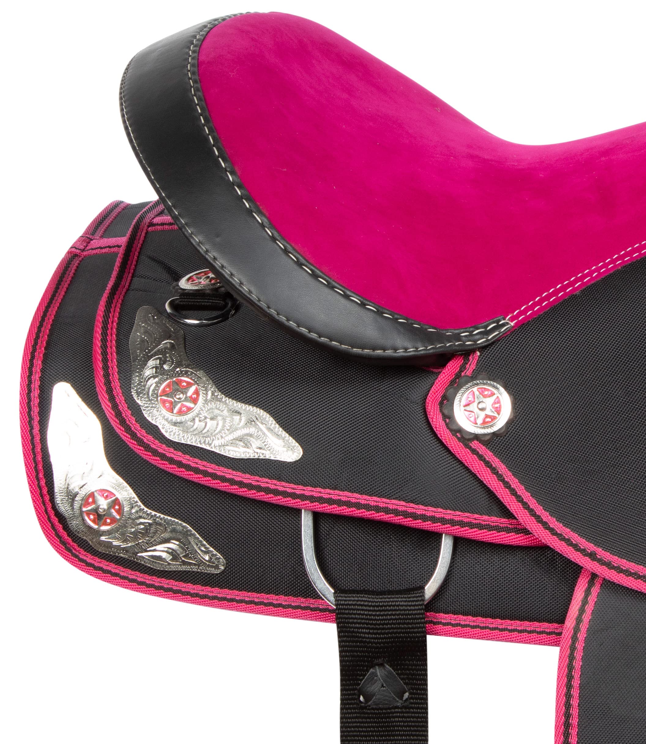 Acerugs Beautiful Western Pleasure Trail Barrel Racer Show Horse Saddle TACK Set PAD Silver Crystals (Pink, 14")