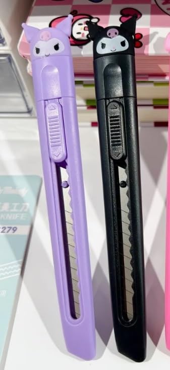 Utility Knife Box Cutter for Office or Home with Cute Kitty Figure on the Top (Black)