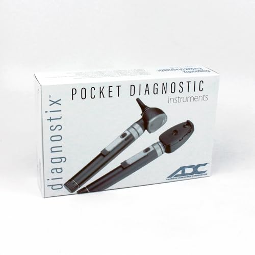 ADC Otoscope/Ophthalmoscope Diagnostic Set, Pocket Size, LED Lamp, 2.5V, Hard Case, Diagnostix 5110NL, Black