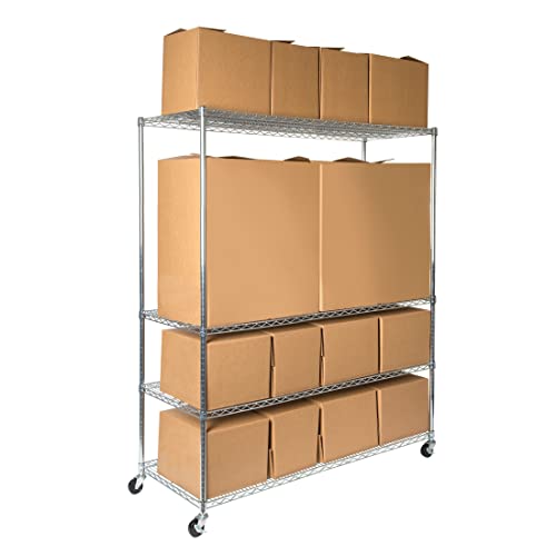 Seville Classics UltraDurable Heavy Duty NSF Solid Steel Wire Rack Storage Unit, Organizer for Garage, Warehouse, Office, Restaurant, Classroom, Kitchen, Steel, 4-Tier Shelving, 60" W x 24" D