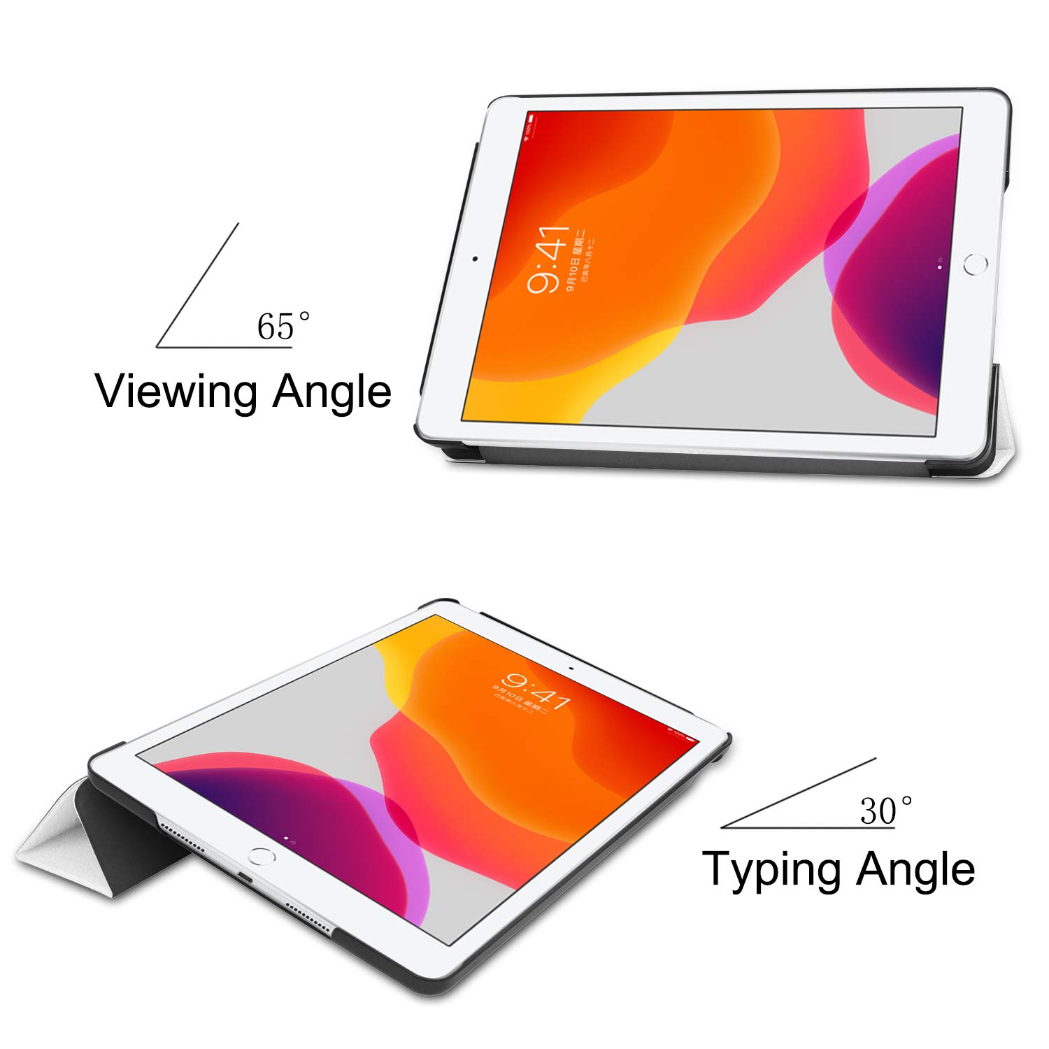 TiKeDa Case for iPad 9th/8th/7th Generation,iPad 10.2 2021/2020/2019,Slim Stand Hard Back Protective Smart Cover Case for iPad 9th 8th 7th Gen 10.2 (White)