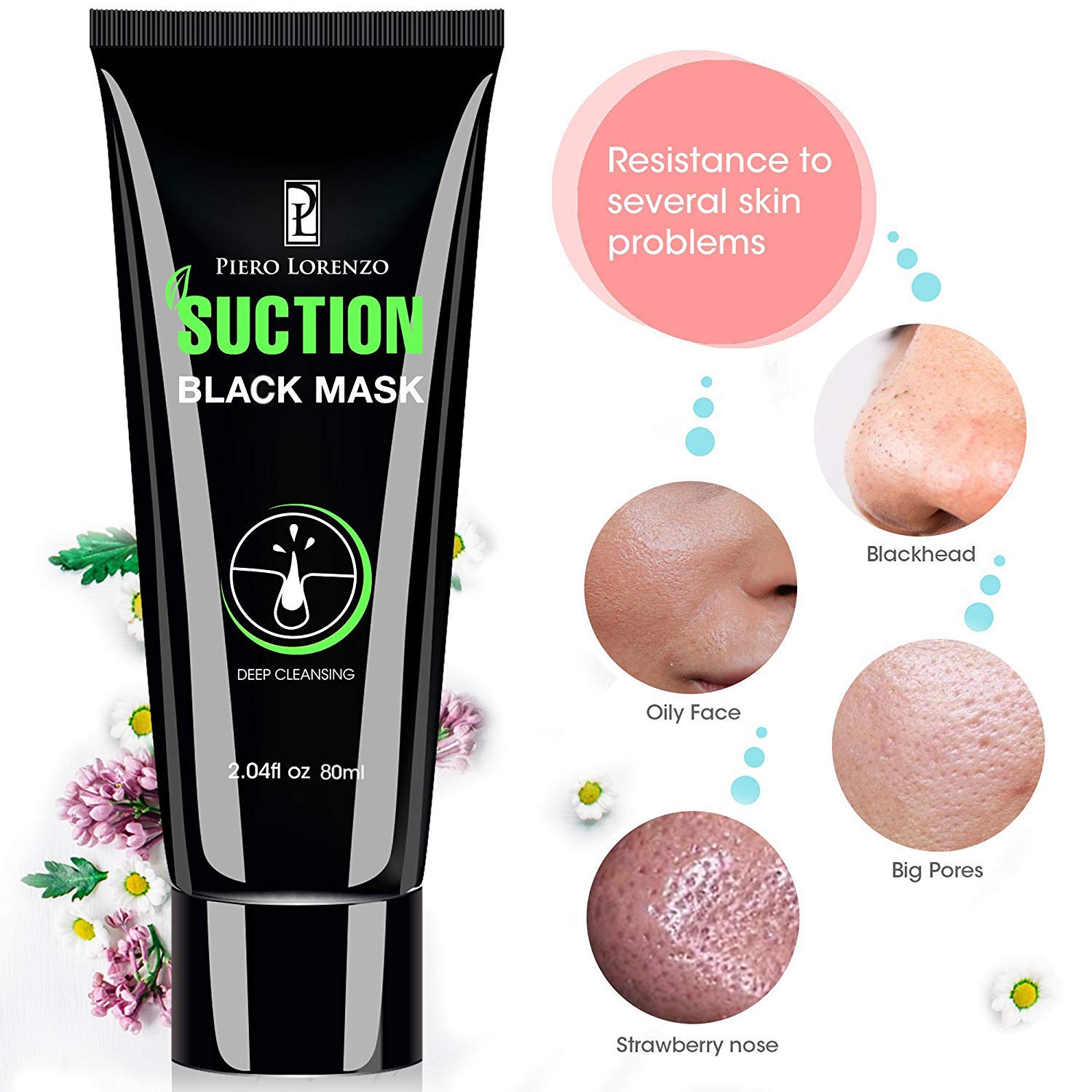 Piero Lorenzo Blackhead Remover Mask, Blackhead Peel Off Mask, Face Mask, Blackhead Mask, Black Mask Deep Cleansing Facial Mask for Face Nose 80g