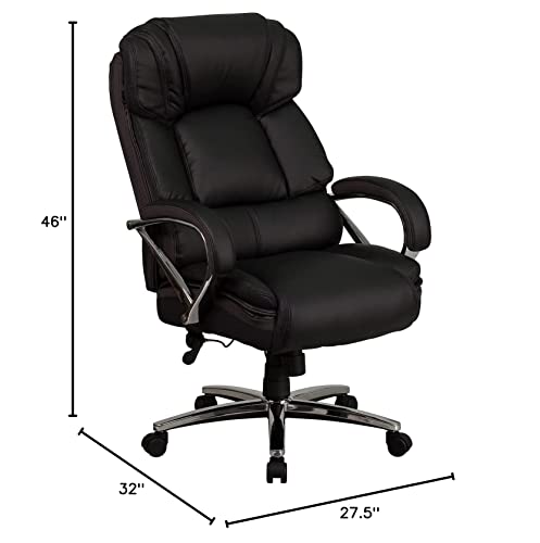 Flash Furniture HERCULES Series Big & Tall 500 lb. Rated Black LeatherSoft Executive Swivel Ergonomic Office Chair with Chrome Base and Arms
