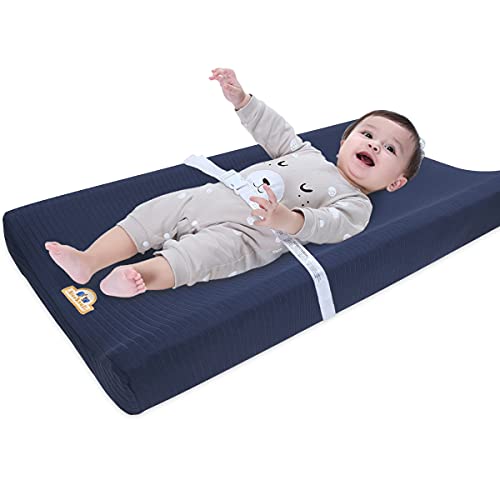 BlueSnail Changing Pad Cover, Strechy Ultra Soft Chaning Pad Sheet 2 Pack (Gray+ Navy)