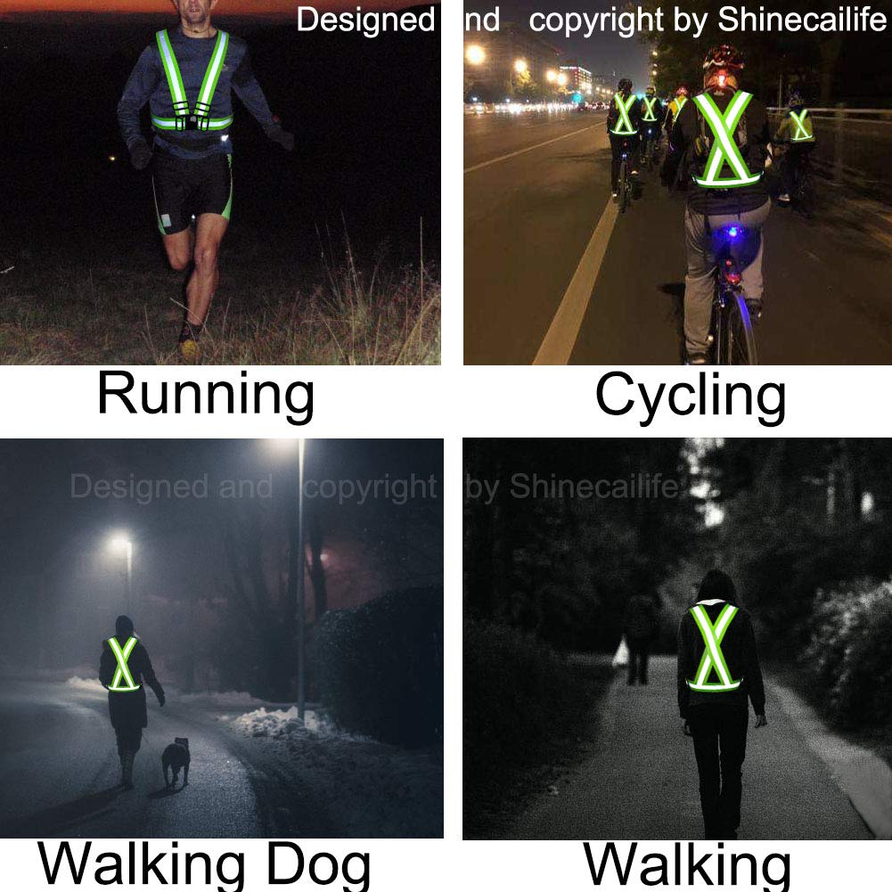 Shinecailife Extra Wide/Big High Visibility Safety Reflective Vest,2" Wide Strap,0.8" Wide Reflective Strip,Adjustable,Elastic for Safety Running,Construction,Cycling,Walking,Size 4-22(S-2XL)
