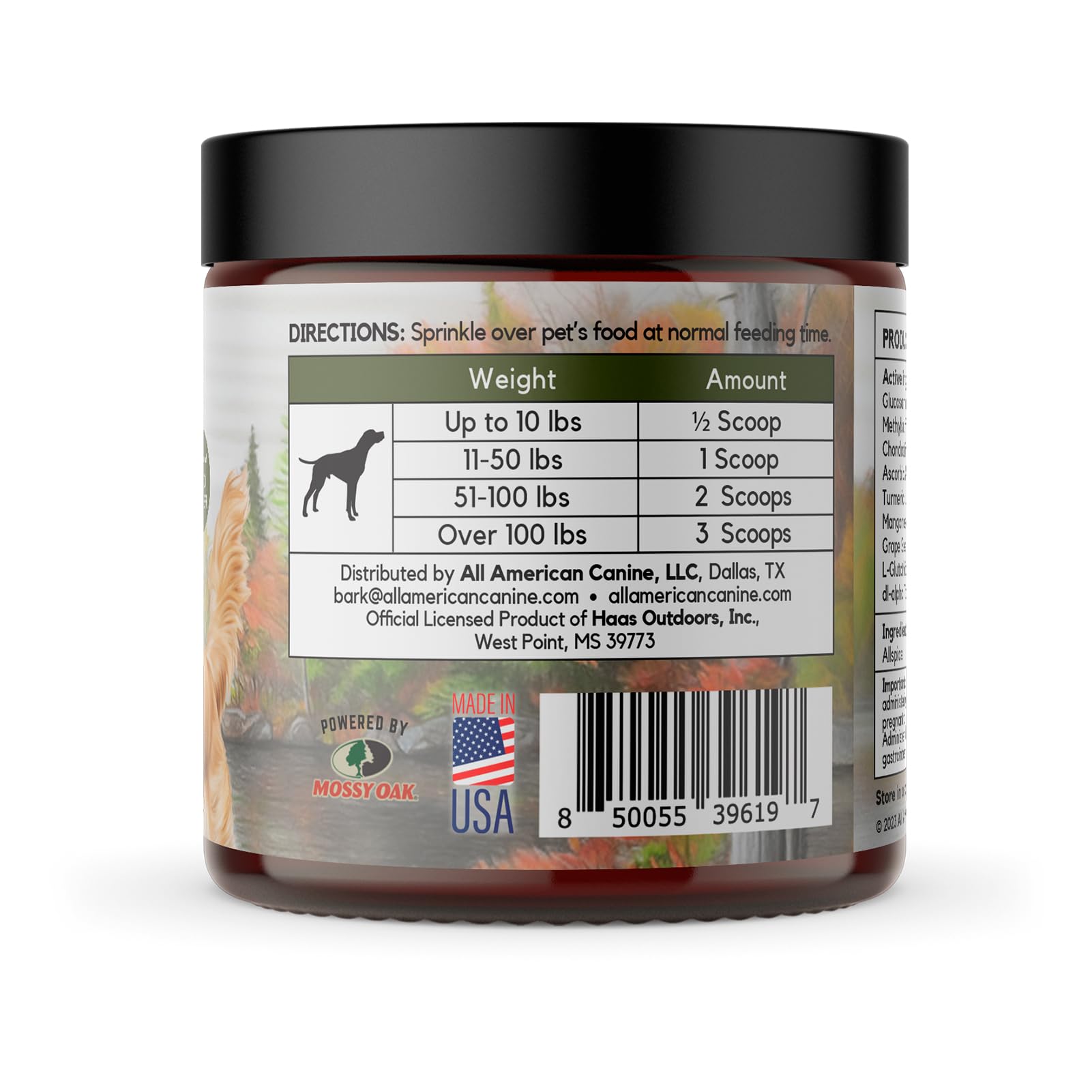 All American Canine Advanced Hip & Joint Complex Mobility Support Powdered Supplement Food Topper for Working, Hunting & Sports Dogs, 90 Servings
