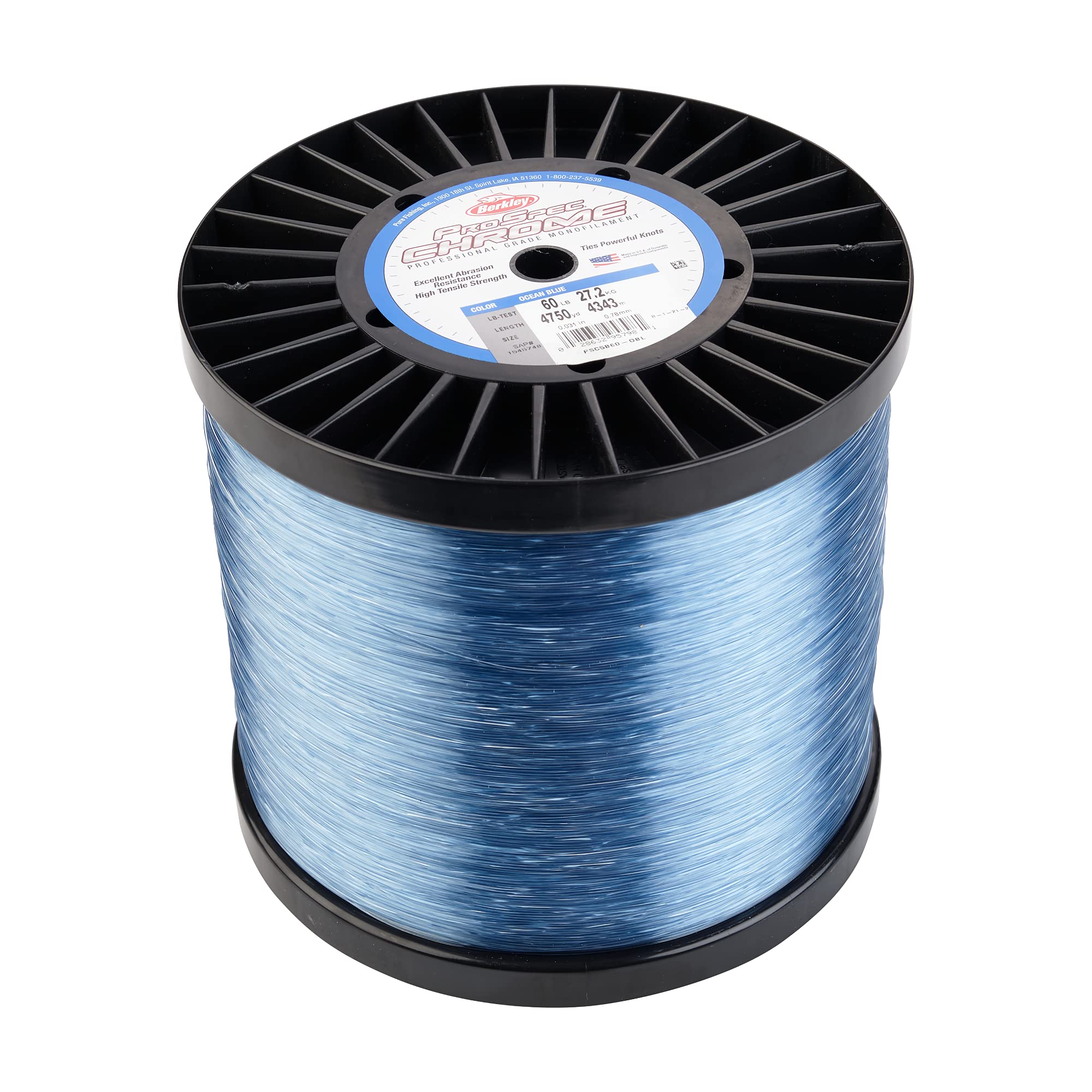 Berkley ProSpecĀ® Chrome, Ocean Blue (ProSpec Pro Grade), 100lb | 45.3kg Monofilament Fishing Line, Suitable for Saltwater Environments