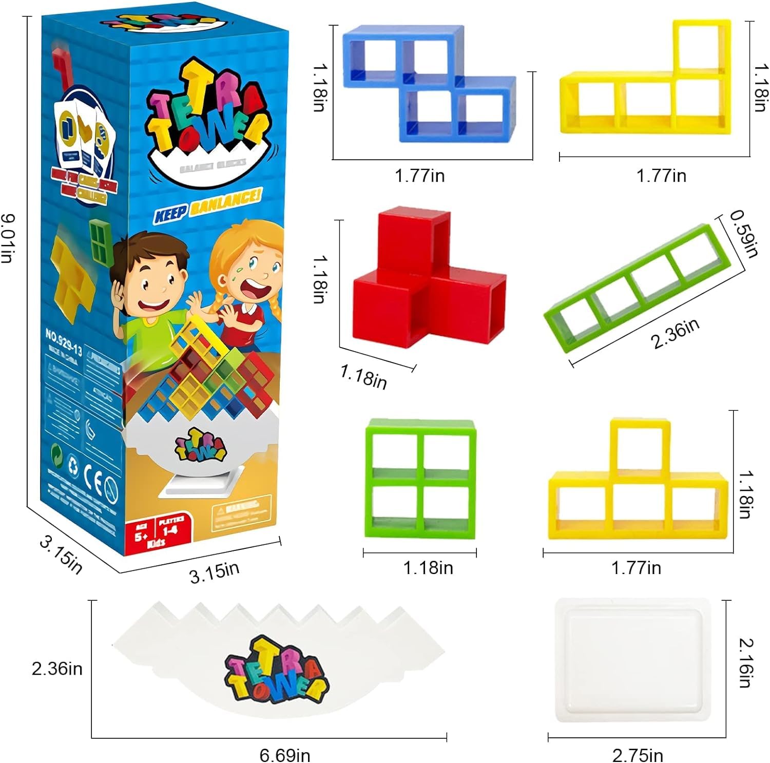 48 Pcs Tetra Tower Game,Tetra Tower Balance Game,Tetra Tower Stacking Game Adult Tetra Tower Stacking Blocks Balance Game Blocks Building Toys
