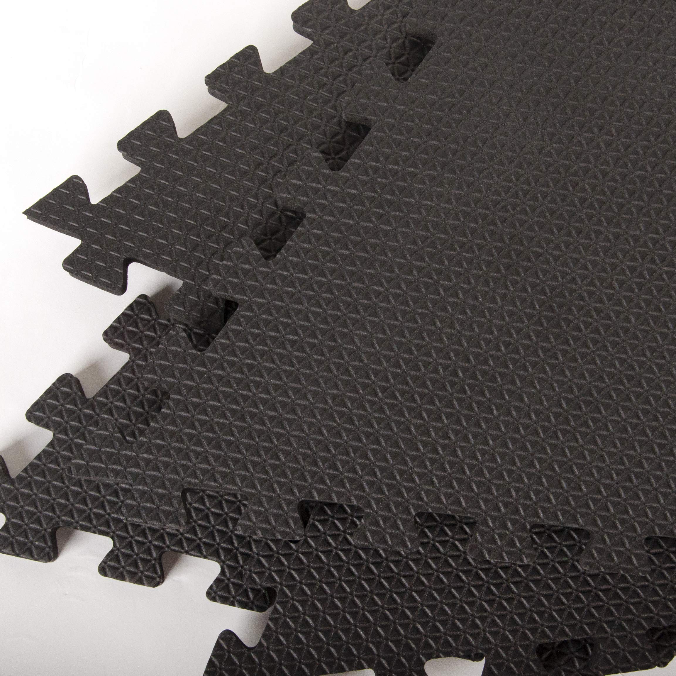 Tadpoles 12-Piece Rhombus Shaped Playmat | Interlocking Foam Mats | Soft and Durable | Total Floor Coverage of 54โ x 40โ | Ideal for the Playroom, Den, Bedroom, and More | For Kids and Adults | Black