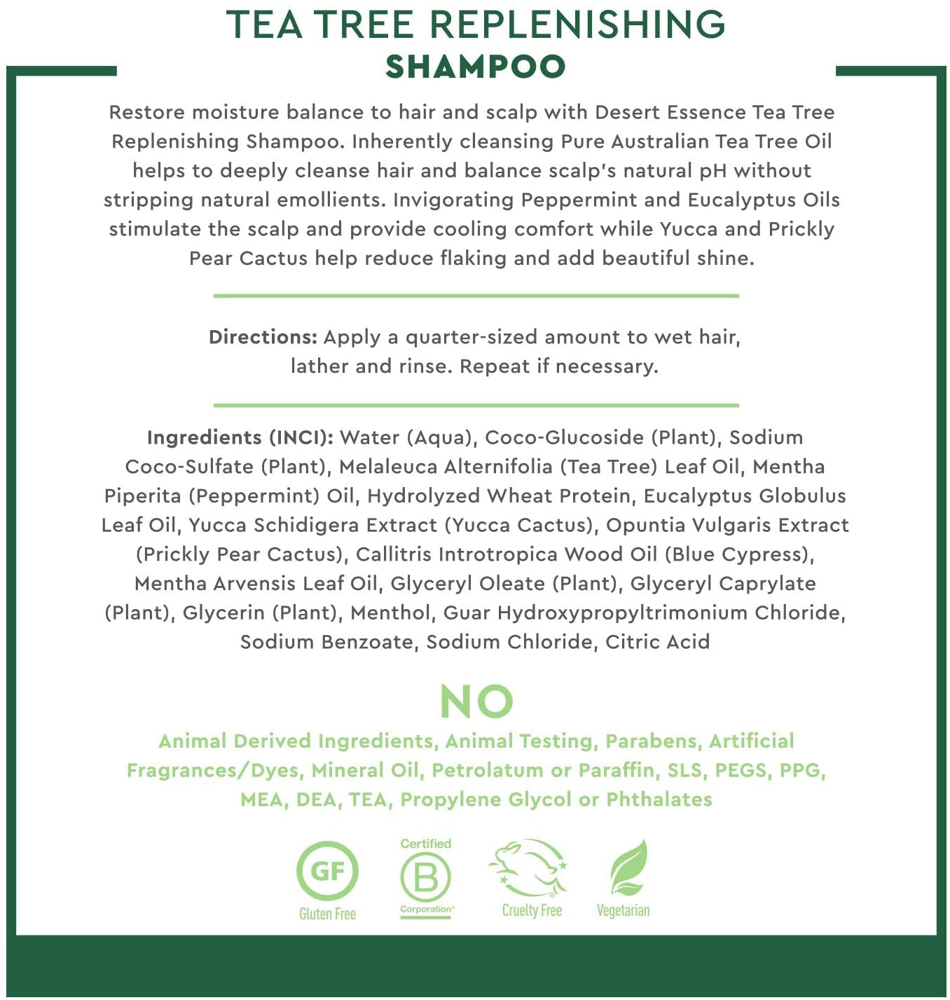 Desert Essence Tea Tree Daily Replenishing Shampoo, 12 Ounce - 6 per case.