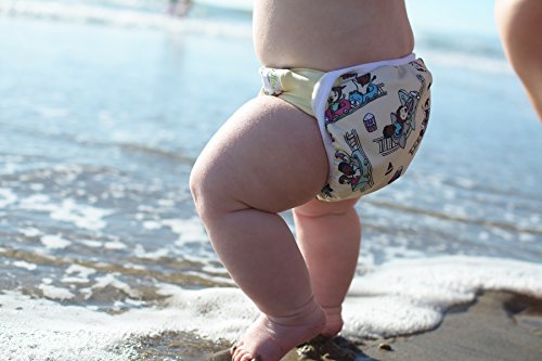 GroVia Reusable Waterproof Swim Diaper for Baby, Infant, and Toddler (Size 1: 10-19 lbs, Rose)