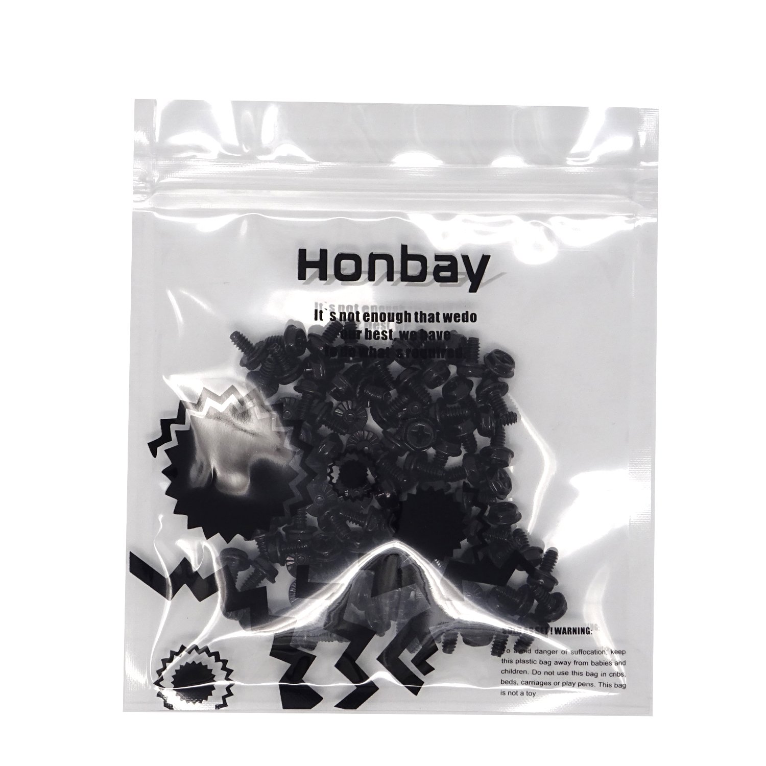 Honbay 100PCS 6#-32x6 Hex Phillips Head Replacement PC Computer Case Mounting Screws Fastener for Building Repairing and Maintaining Computer Systems (Black Zinc)