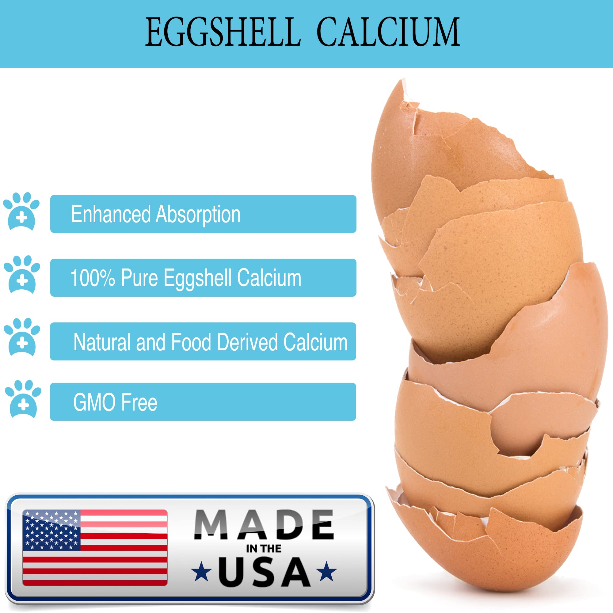 Prymal Pets Eggshell Calcium for Pets - 12 oz. Natural, Ultra-Pure Egg Shell Mineral Powder Supplement for Cats and Dogs - High Absorption, Helps Support Bone, Joint, Teeth, Heart, Immune Health