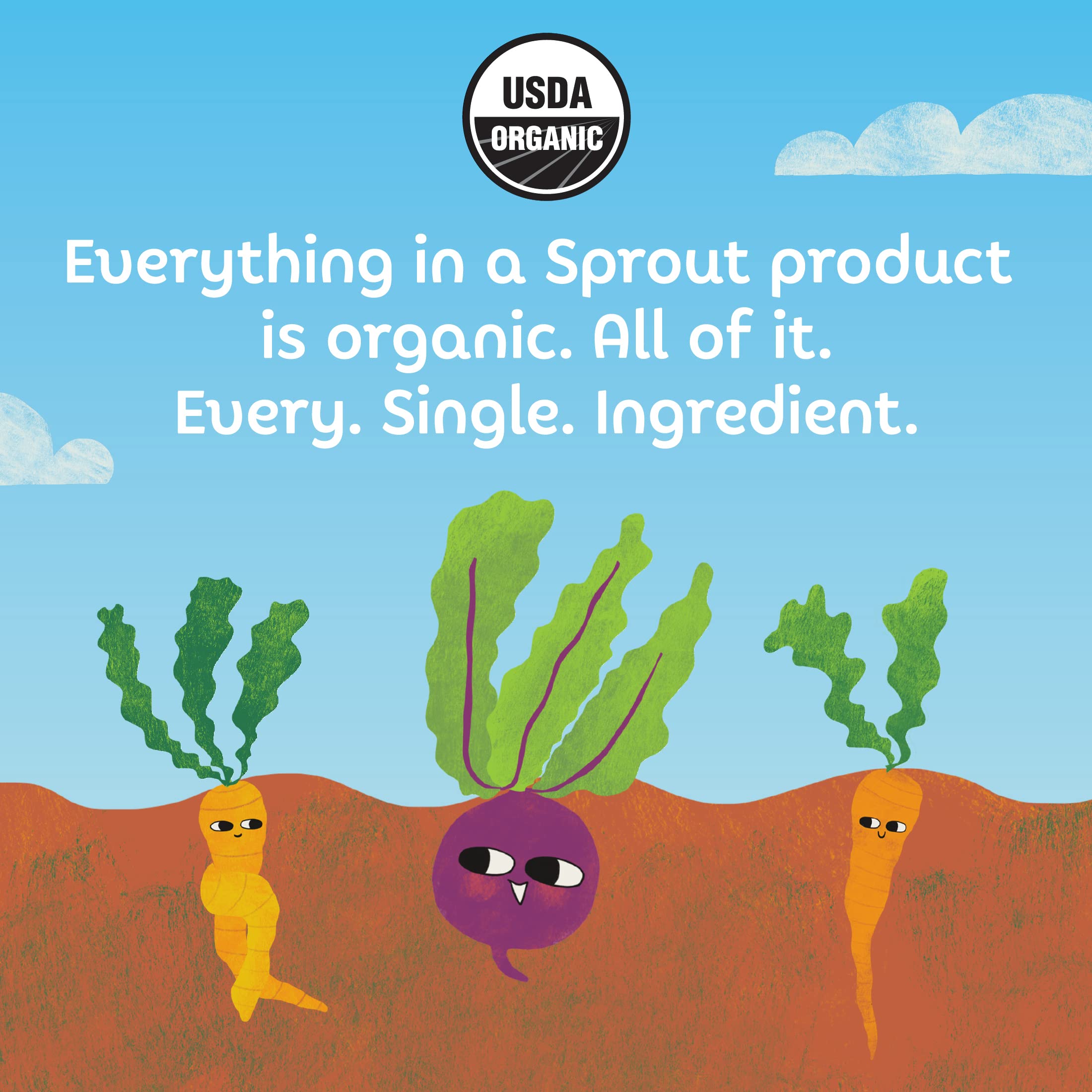 Sprout Organic Baby Food, Stage 2 Pouches, Fruit & Veggie Blend, Carrot Apple Mango, 3.5 Oz Purees (Pack of 12)