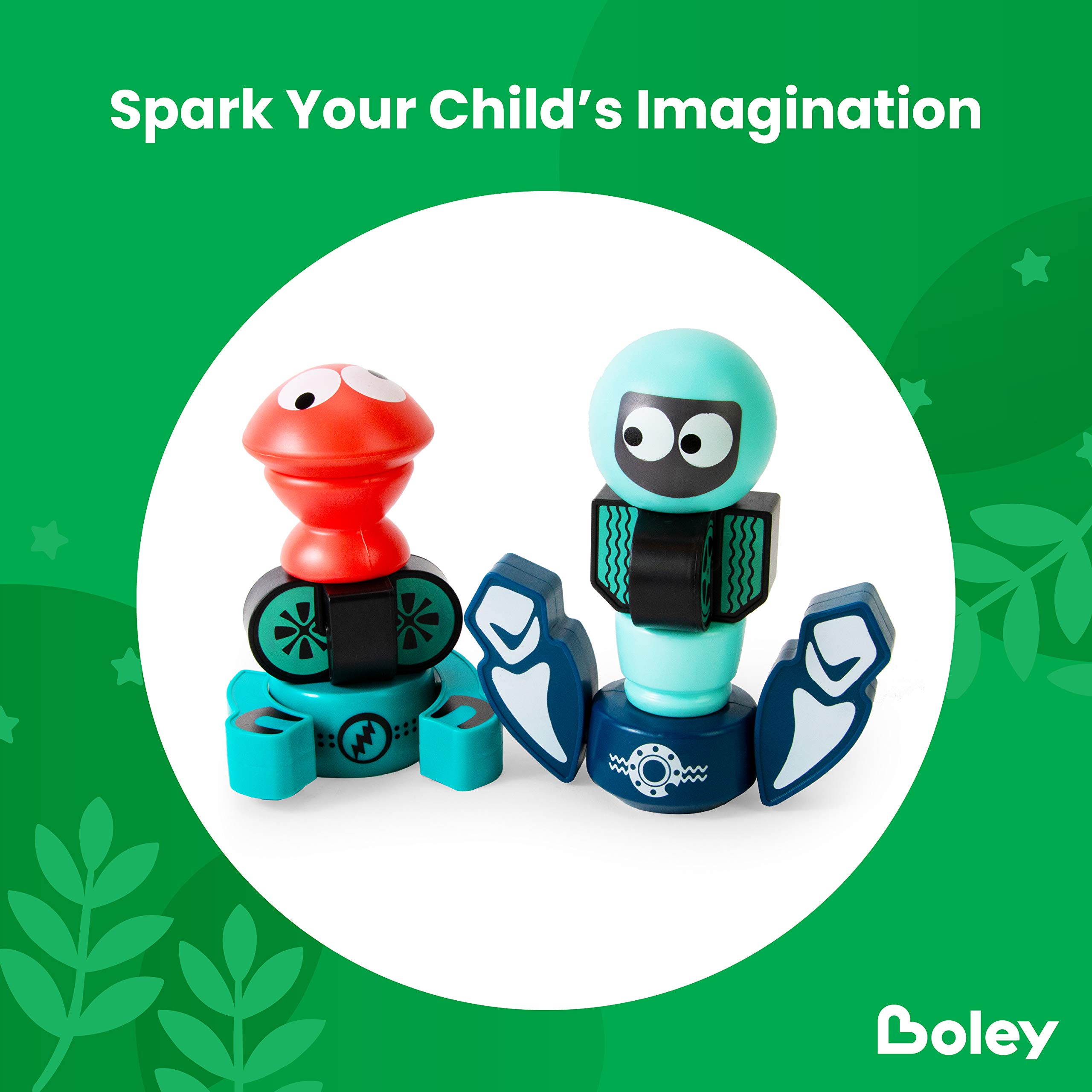 Boley Magnetic Robot Set - 35 Piece STEM Educational Magnet Building Toys for Kids - Creative Robot Construction Kit with Strong Magnets and Storage Box for Boys and Girls Ages 3 and Up