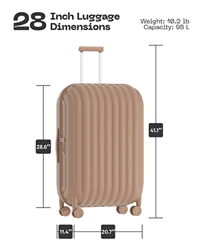 artrips Travle Luggage 28 inch,Large Suitcase with 8 Spinner Wheels,PC Lightweight Hardside Luggage,Travel Suitcase with Bread Design,TSA Lock,Brown,Large luggage hardshell 28-Inch,98L