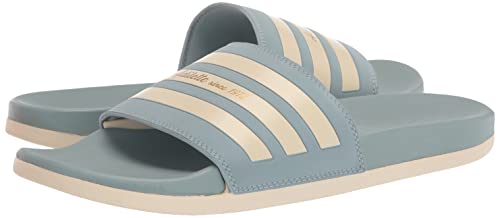 adidas Unisex Adilette Comfort Slide Sandal, Magic Grey/Wonder White/Gold Metallic, 19 US Women