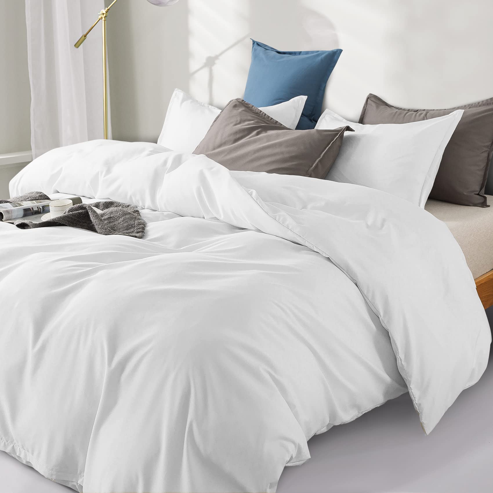 All Star Linen Oversized King Plus Size Duvet Cover Ultra Soft and Breathable 3 Piece Bedding White Duvet Cover Oversized King Plus-128"x120" Set with Zipper Closure 1 Duvet Cover and 2 Pillow Shams