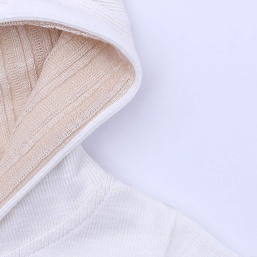Motteecity Baby Toddler Boys Clothes Unisex Cute Bunny Long Sleeves Zipper Romper (3M, White)