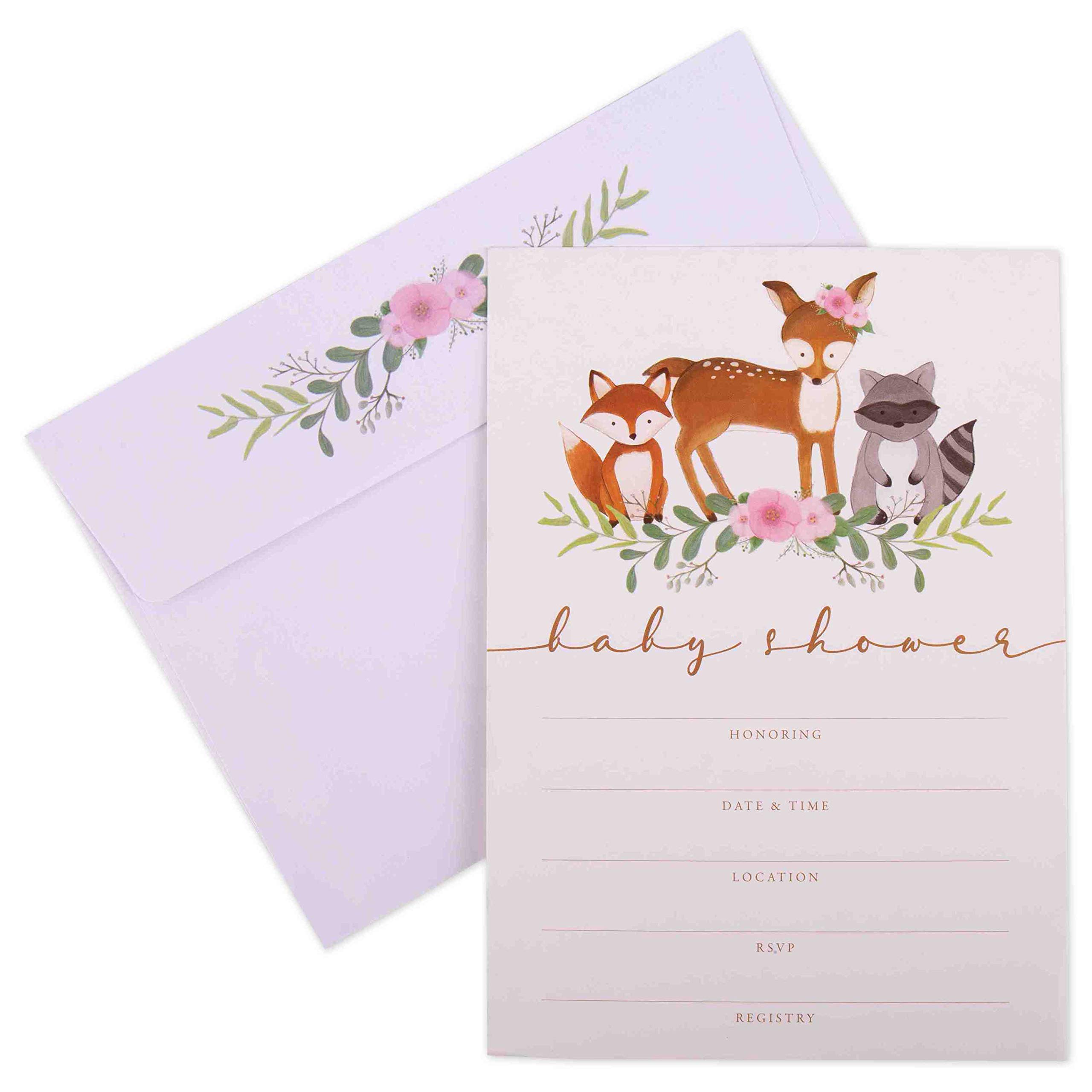 GSM Brands Invitations for Baby Shower - 20 Cards with Envelopes