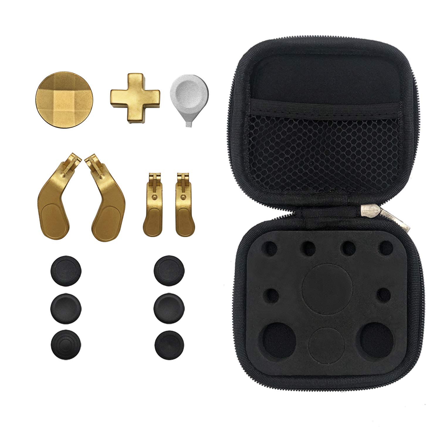 6 Swap Thumbsticks Joysticks, 4 Interchangeable Paddles and 2 Dpads for Xbox One Elite Controller Series 2 (Gold)