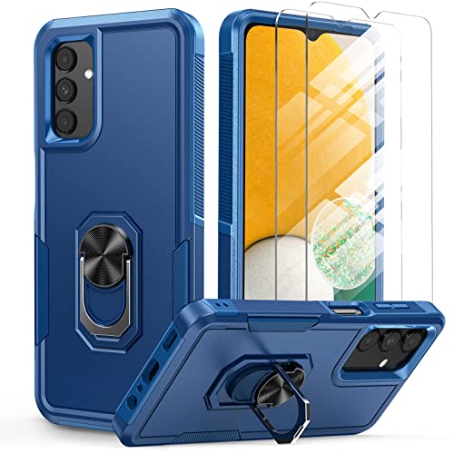 BNIUT for Samsung Galaxy A13 5G Case: (& for Samsung A13 LTE 4G Case) Dual Layer Protective Heavy Duty Cell Phone Cover Shockproof Rugged with Ring Holder Kickstand - Military Protection (zb Blue)