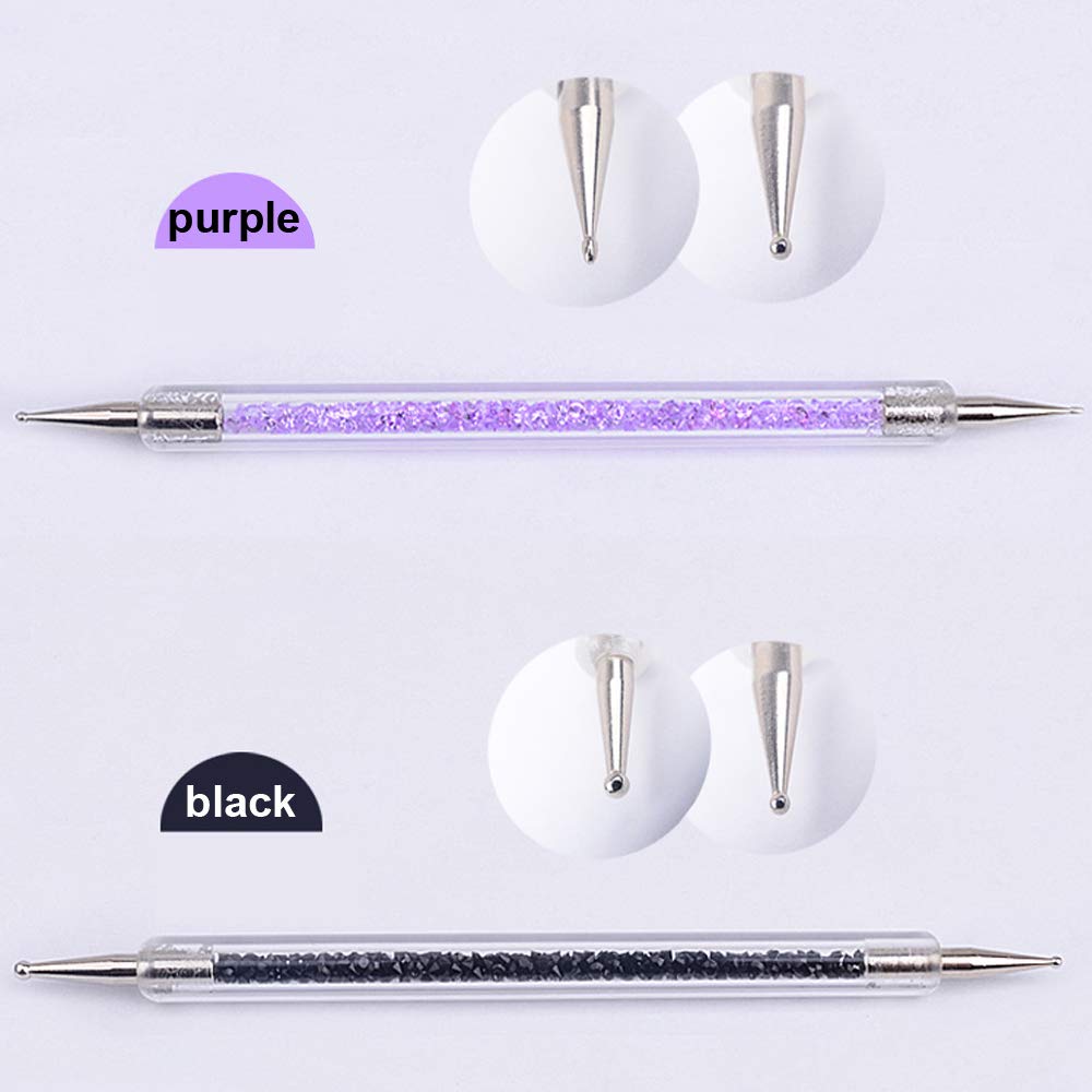 5pcs Rhinestone Dotting Pen Dual-ended Gems Crystals Studs Beads Picker Pencil with Crystal Acrylic Handle Pedicure Manicure Nail Art DIY Decoration Tool