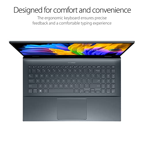 ASUS ZenBook Pro 15 OLED Laptop 15.6” FHD Touch Display, AMD Ryzen 7 5800H CPU, NVIDIA GeForce RTX 3050 Ti gpu, 16GB RAM, 512GB PCIe SSD, Windows 11 Pro, Pine Grey, UM535QE-XH71T