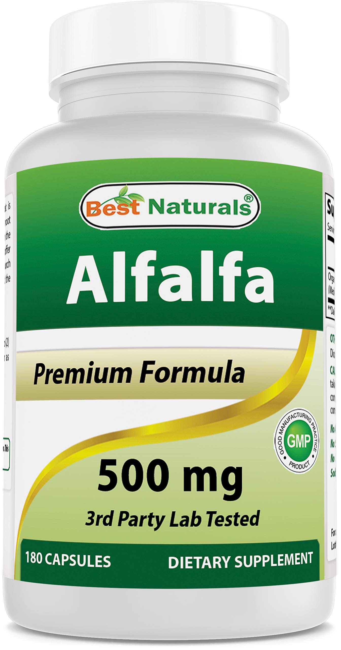 Best Naturals Alfalfa Green Super Food 500 mg 180 Capsules (180 Count (Pack of 1))