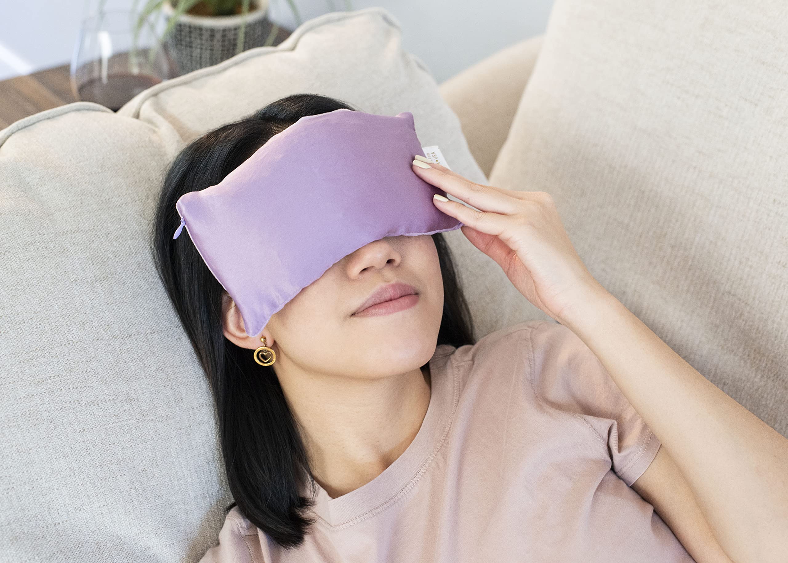 DreamTime Weighted Eye Pillow Mask, Lavender Velvet, Microwave or Freeze, Washable, 9.5x4.5 in, for Sleep, Yoga, Meditation, Relaxation
