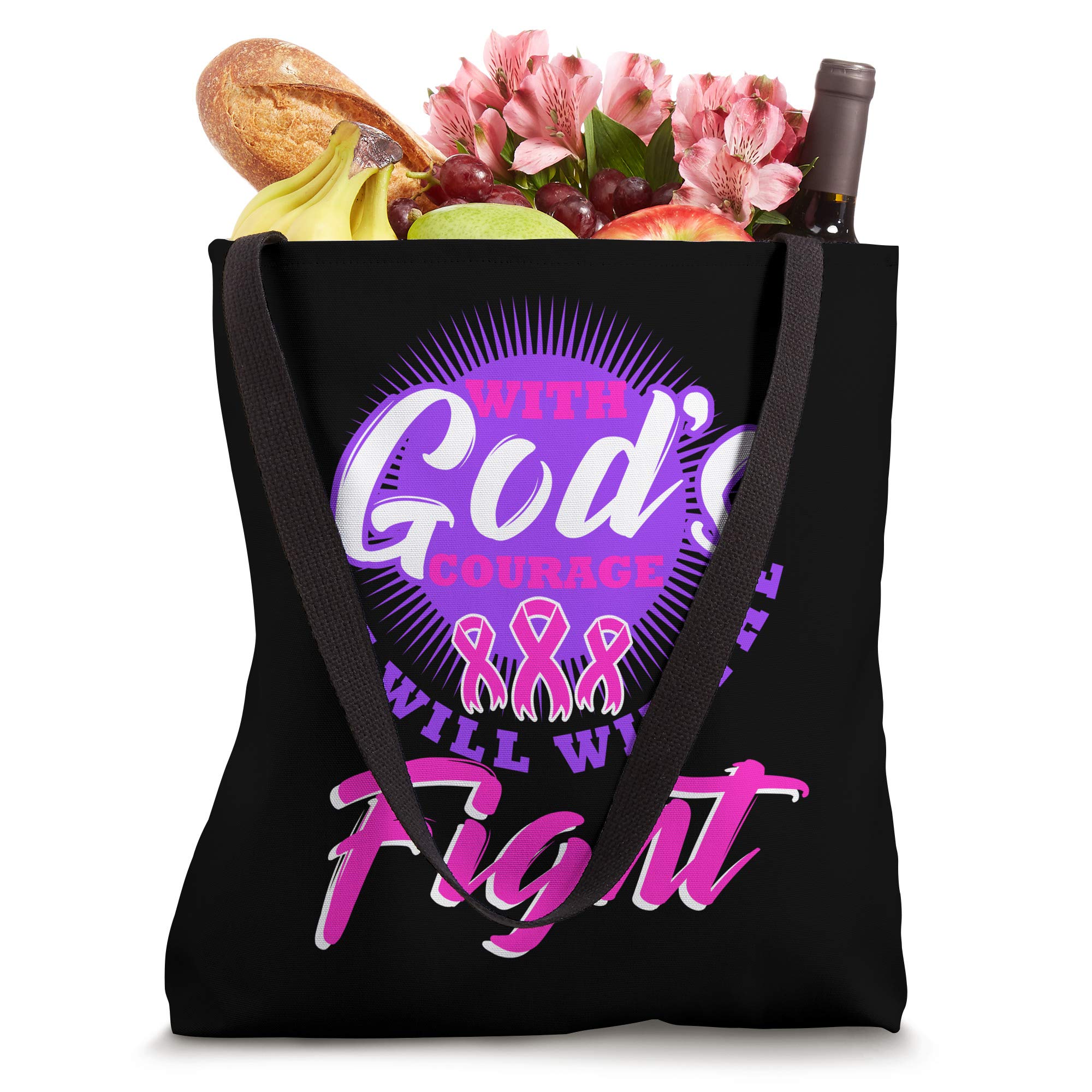 Breast Cancer Awareness Pink Ribbon Christian God Chemo Gift Tote Bag