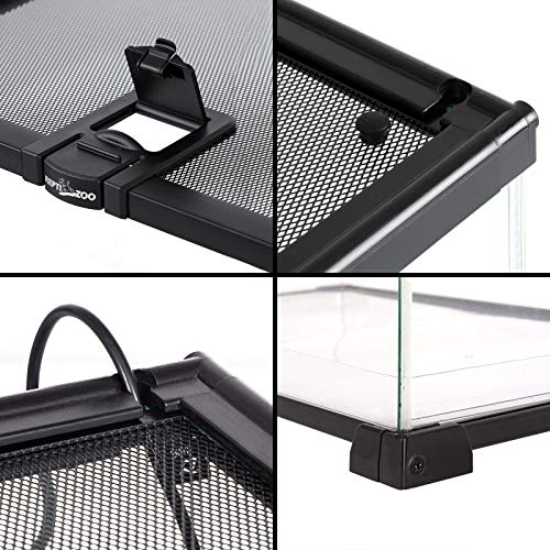 REPTI ZOO Full Glass 15 Gallon Reptile Tank, Medium Reptile Terrarium for Gecko Hermit Crab Hognose Snake etc, Top Screen Ventilation & Feeding